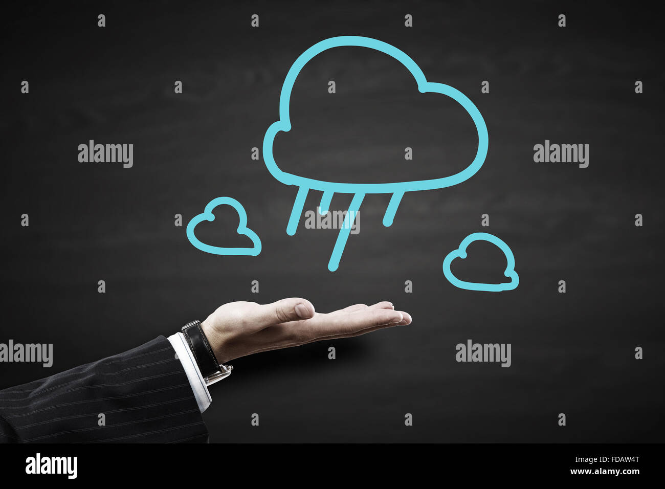 Human hand and drawn cloud in palm Stock Photo - Alamy