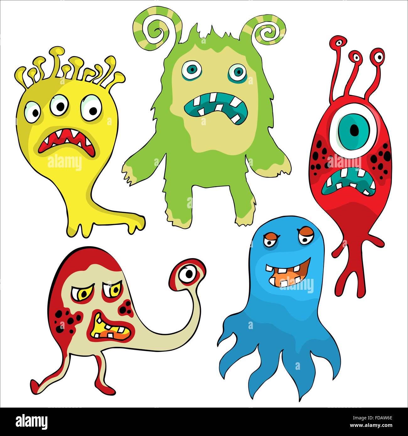 Set of Cute cartoon Monsters. Halloween design. Vector illustration ...