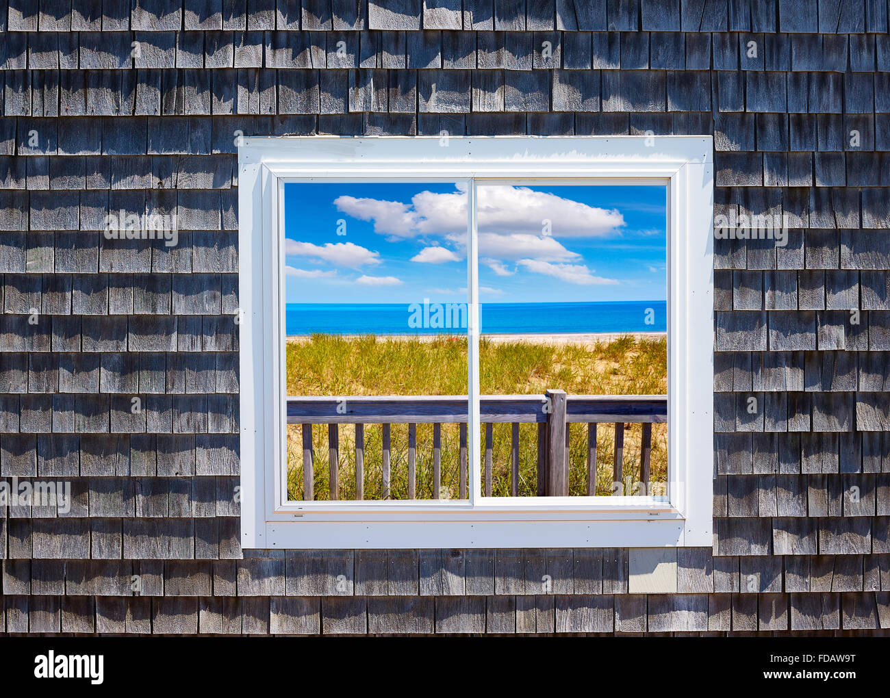 Cape cod sea view fence hi-res stock photography and images - Alamy