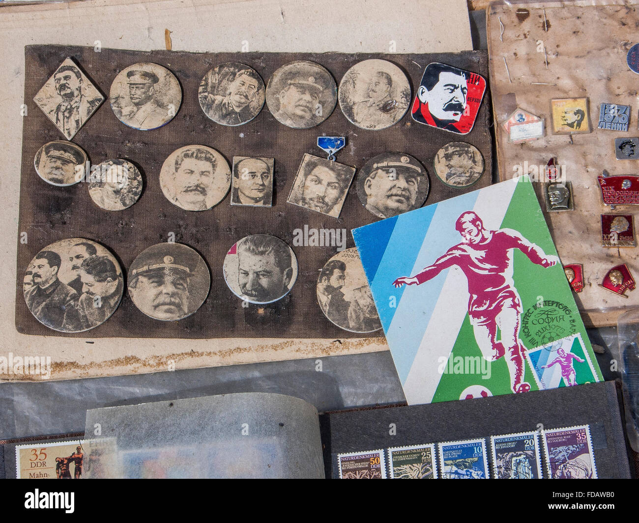 Stalin badges in Dry Bridge Bazaar, Tbilisi, Georgia Stock Photo - Alamy