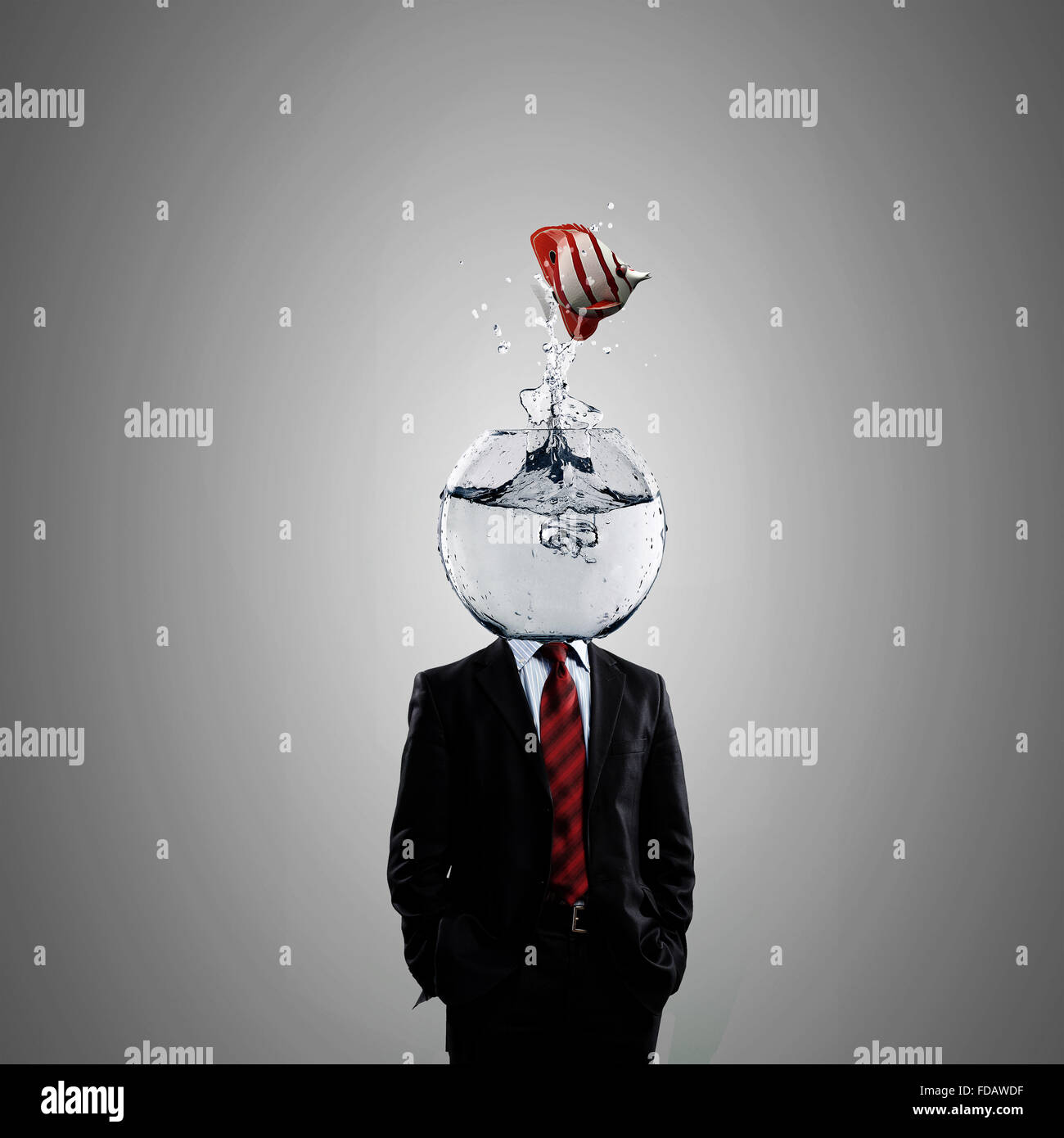 Man fishbowl head hi-res stock photography and images - Alamy