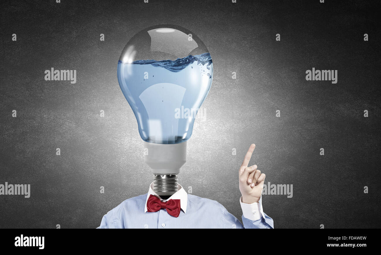 Headless man with light bulb instead of head Stock Photo - Alamy
