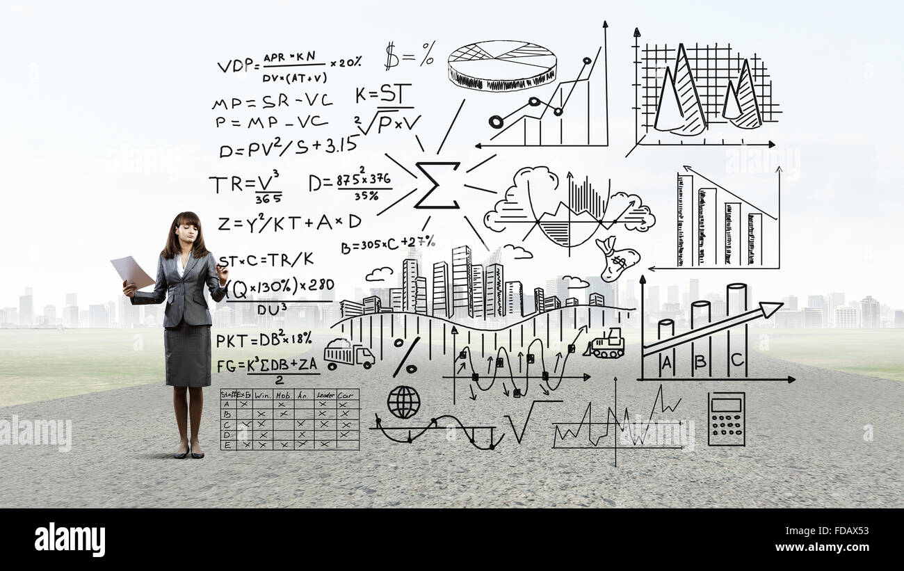 Young businesswoman drawing strategy plan on screen Stock Photo - Alamy