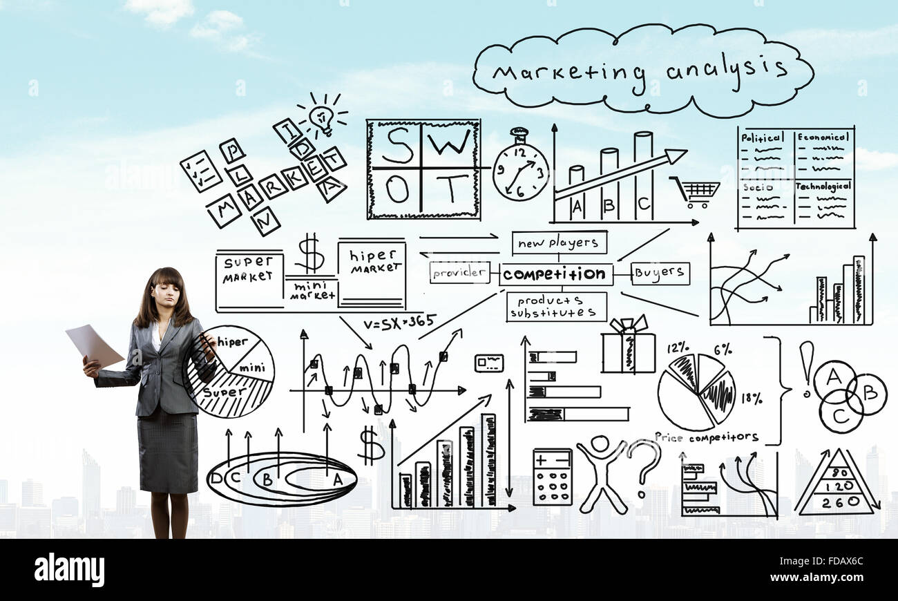 Young businesswoman drawing strategy plan on screen Stock Photo - Alamy