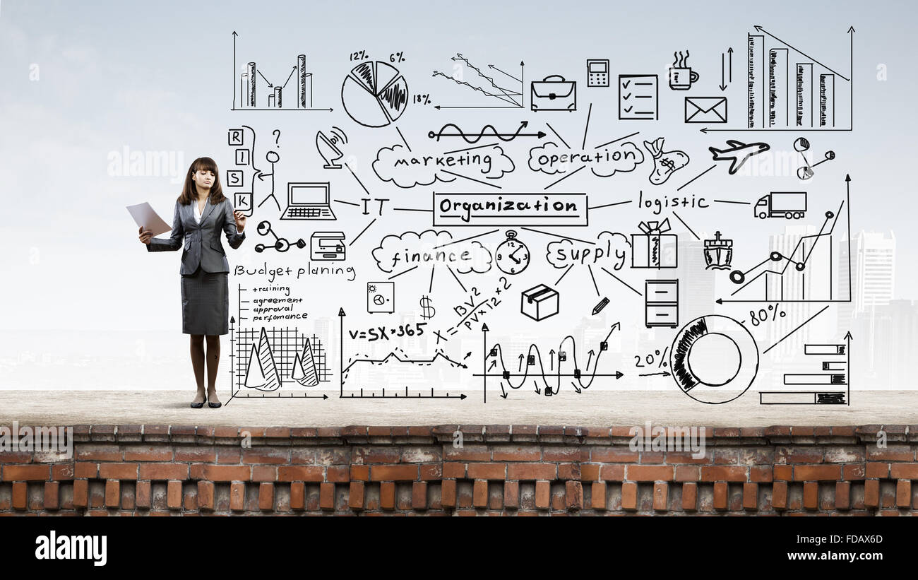 Young businesswoman drawing strategy plan on screen Stock Photo - Alamy