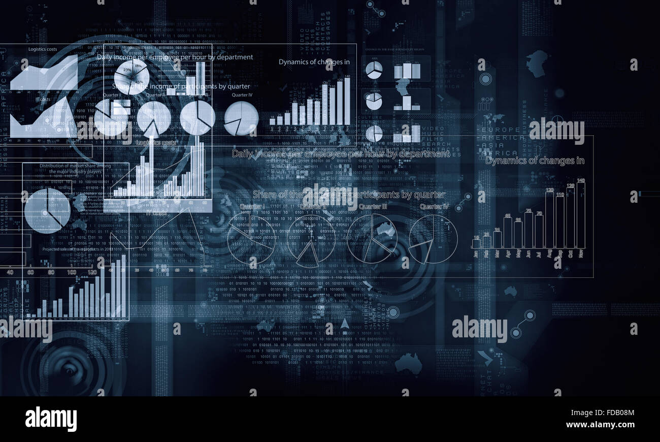 Background image with multi media graphs and diagrams Stock Photo - Alamy