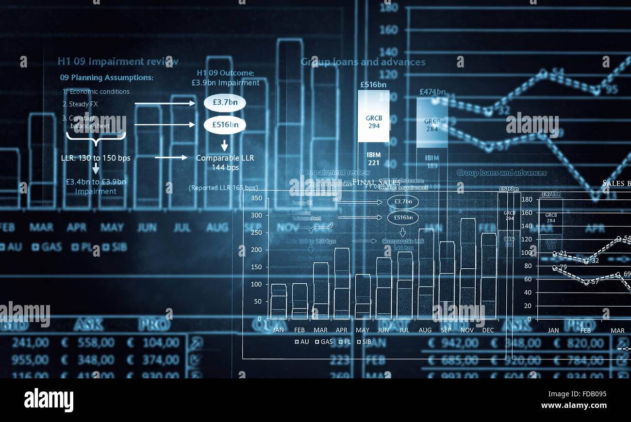 Background image with multi media graphs and diagrams Stock Photo - Alamy