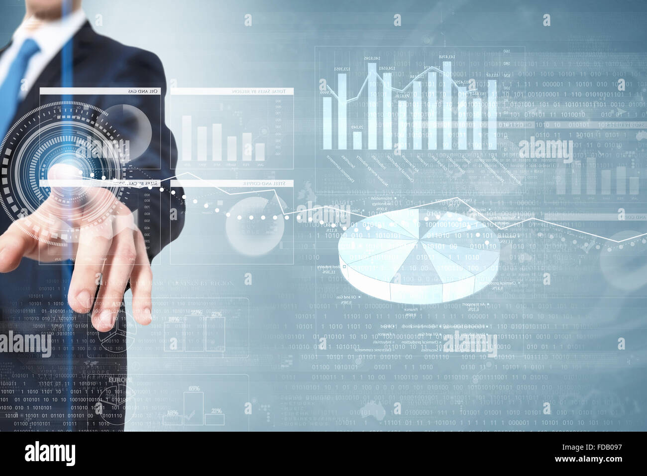 Close up of businessman touching virtual panel with finger Stock Photo ...