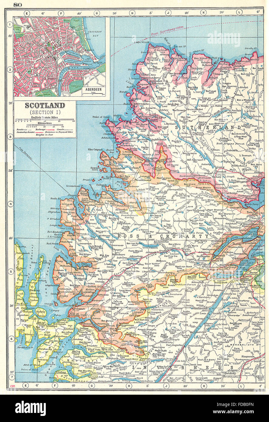SCOTTISH HIGHLANDS:Sutherland Ross & Cromarty Inverness-shire.Aberdeen ...