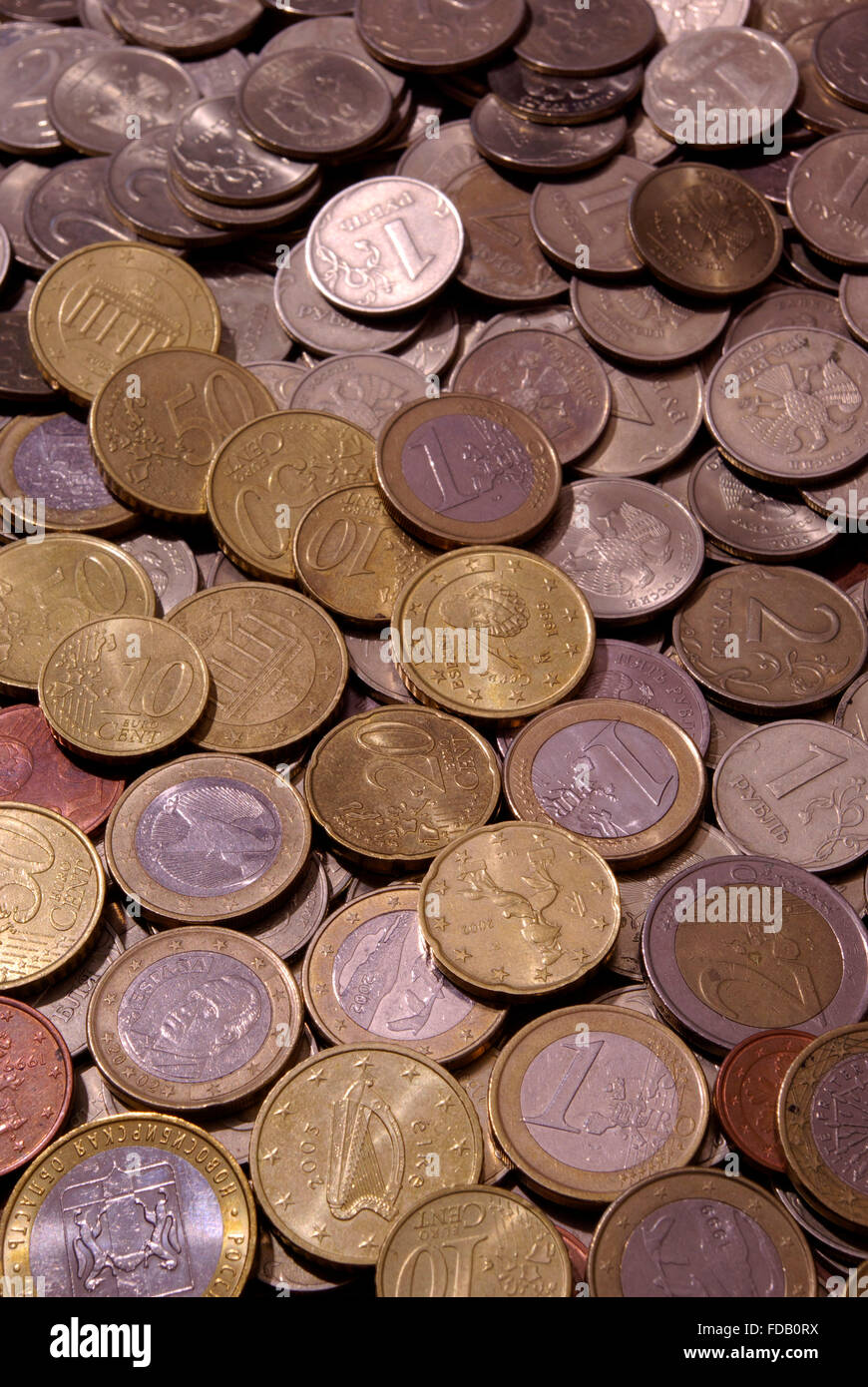 Scattering of coins Stock Photo - Alamy