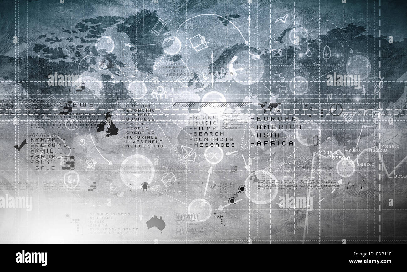 Background image with connection lines representing global interaction ...