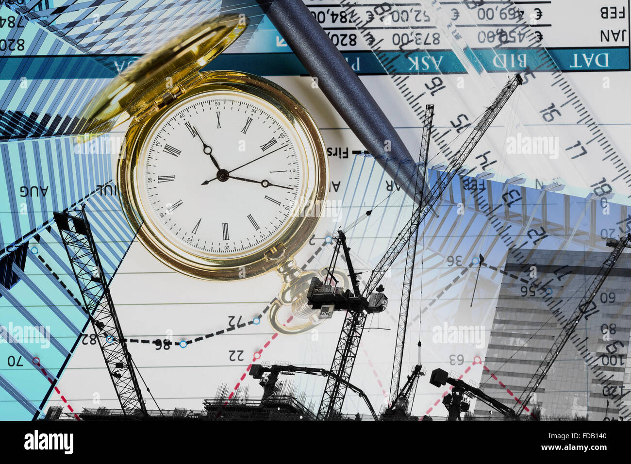 Pocket watch and business concepts on digital background Stock Photo ...
