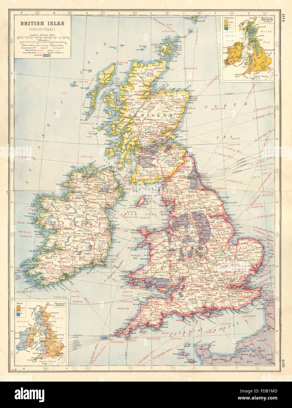 BRITISH ISLES AGRICULTURAL/INDUSTRIAL: Showing key products coalfields ...