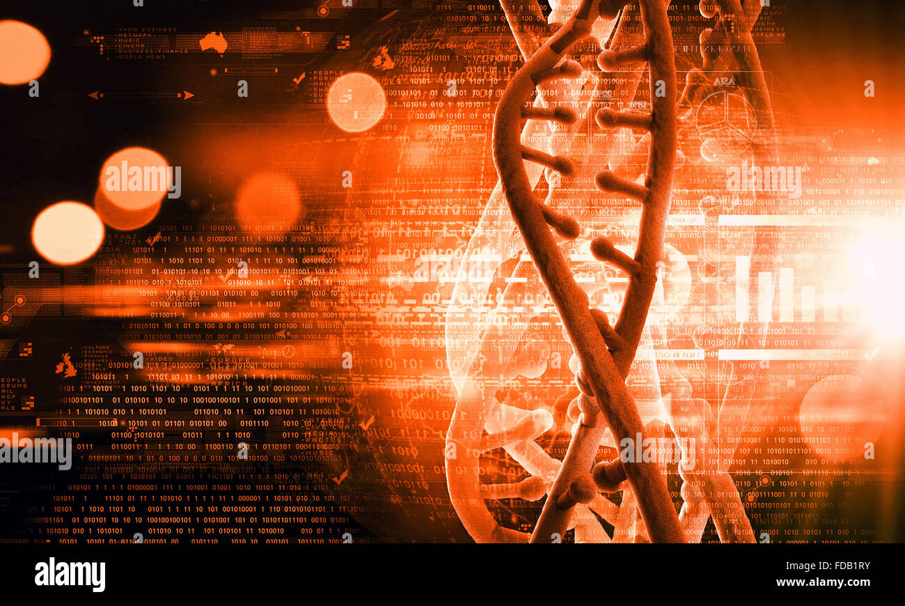 Biochemistry background concept with high tech dna molecule Stock Photo ...