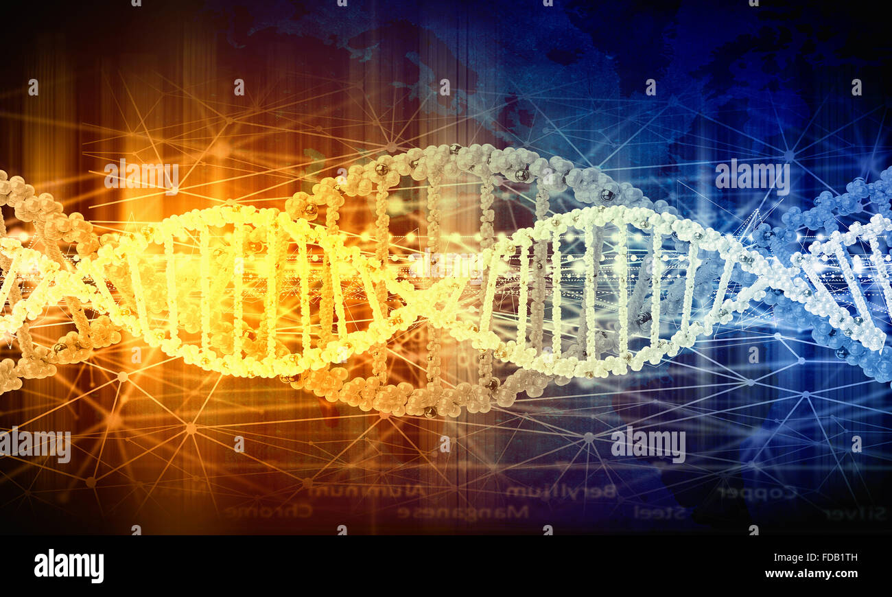 Biochemistry background concept with high tech dna molecule Stock Photo ...
