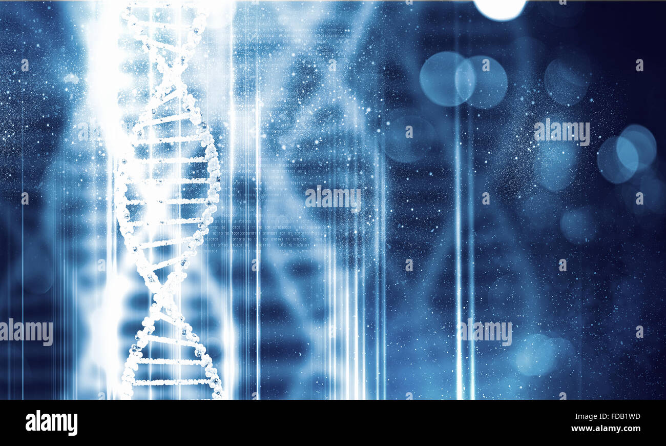Biochemistry background concept with high tech dna molecule Stock Photo ...