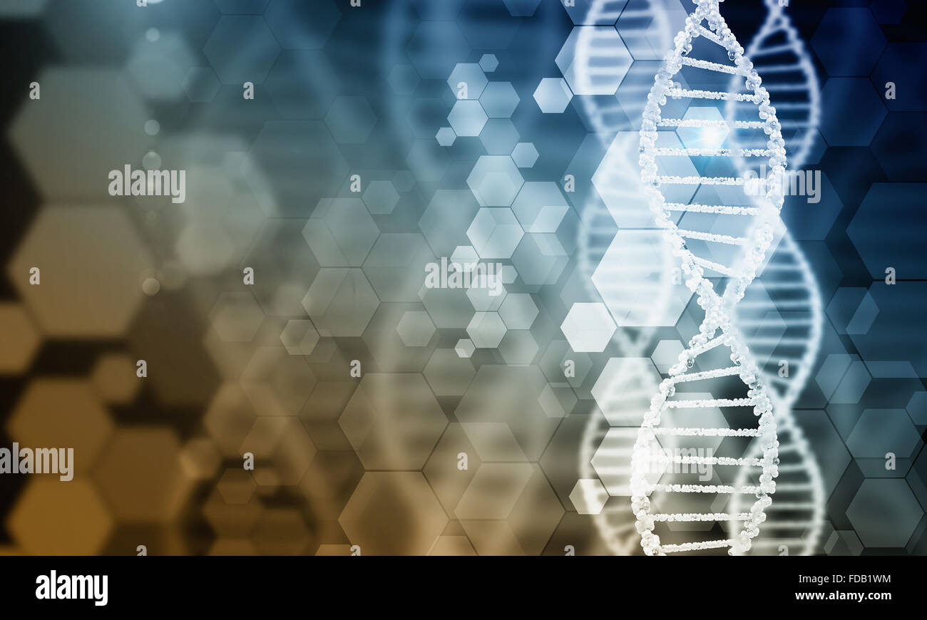 Biochemistry background concept with high tech dna molecule Stock Photo ...