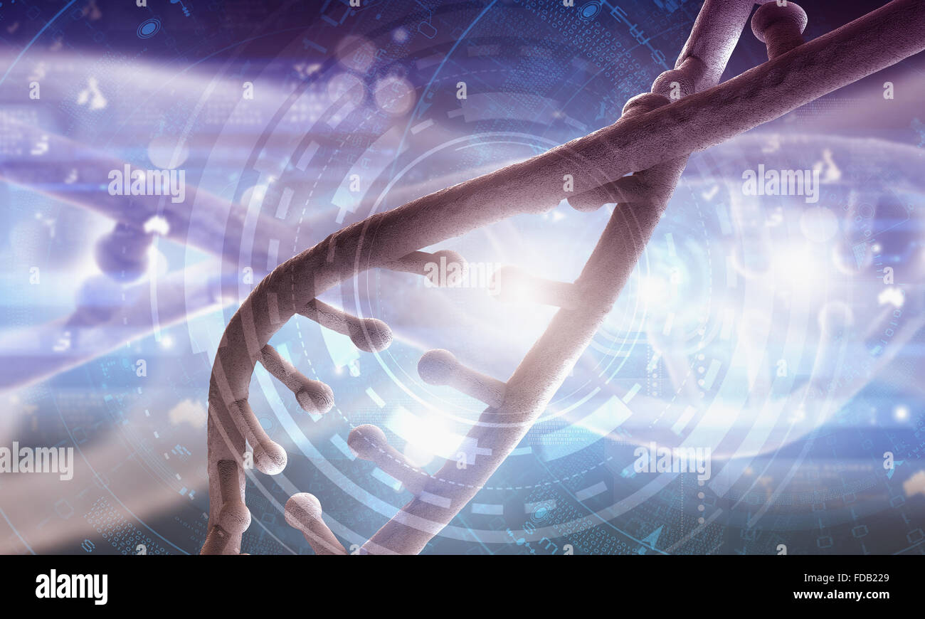 Biochemistry background concept with high tech dna molecule Stock Photo ...