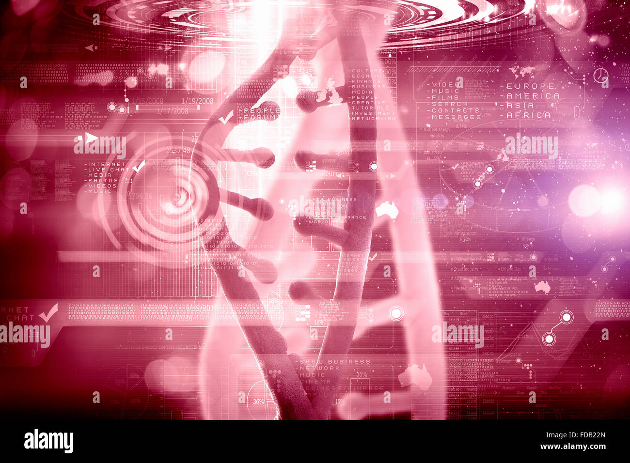 Biochemistry background concept with high tech dna molecule Stock Photo ...