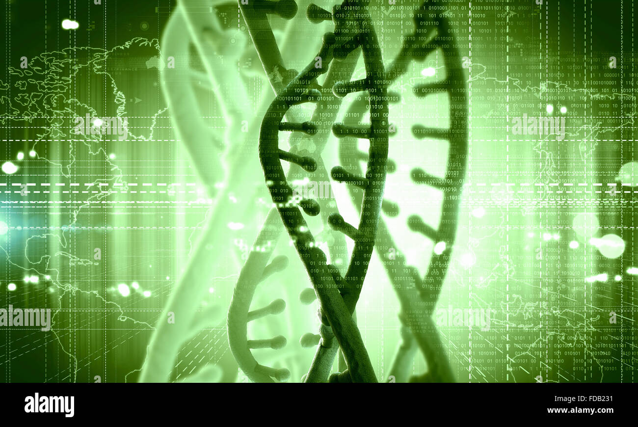 Biochemistry background concept with high tech dna molecule Stock Photo ...