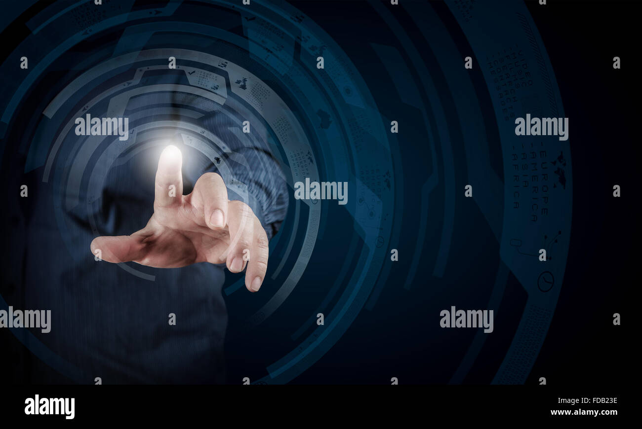 Close up of businessman touching digital screen with finger Stock Photo ... Close up of businessman touching digital screen with finger Stock Photo ...