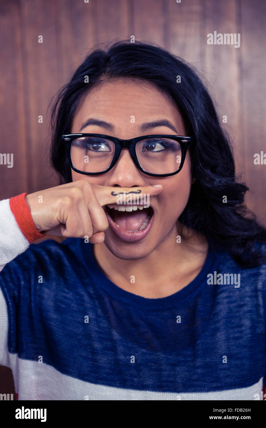 Fake mustache on his finger hi-res stock photography and images - Alamy