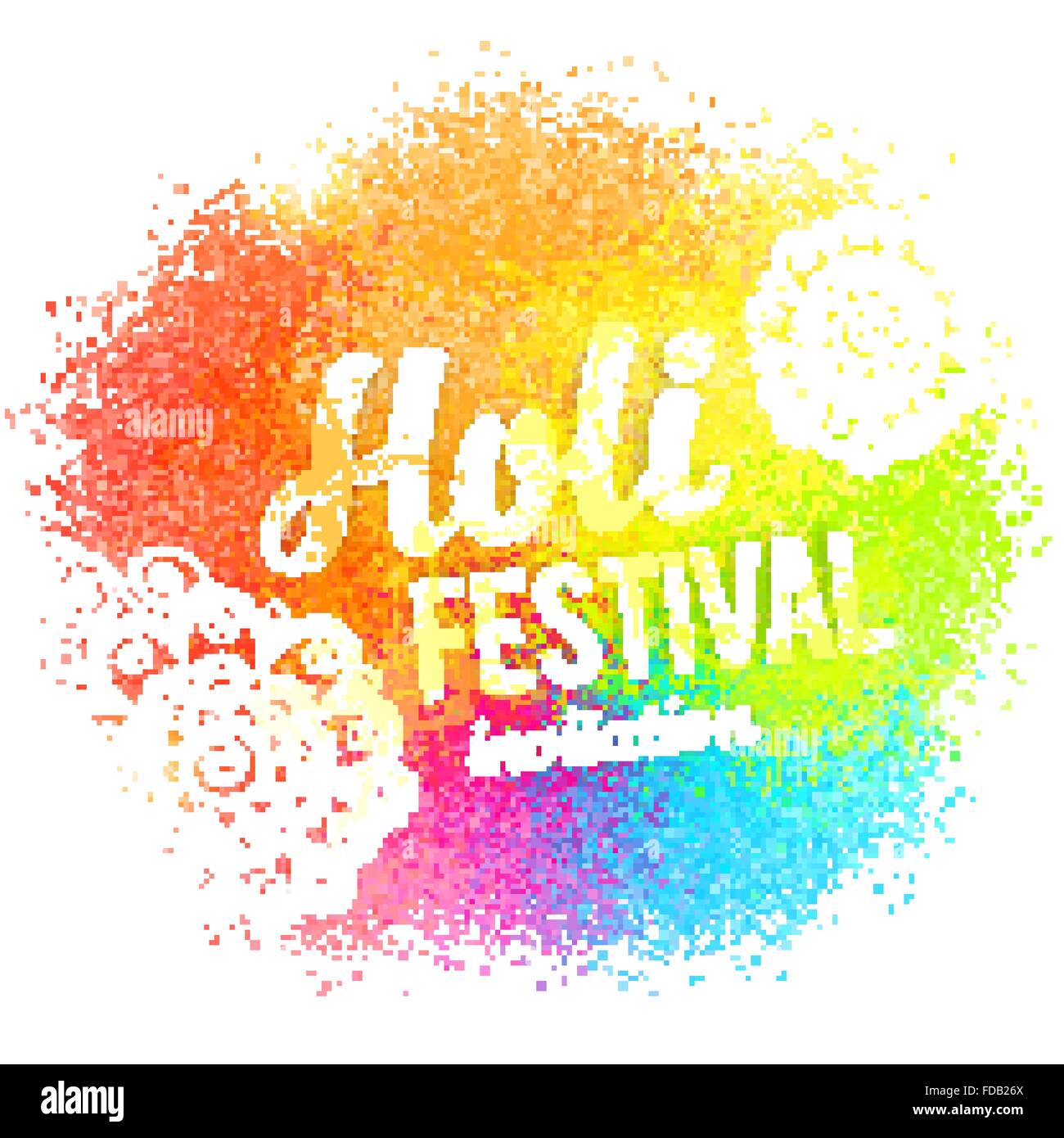 Happy Holi sign on colorful paint splash and powder background Stock ...
