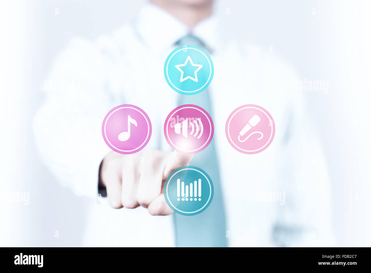 Close up of hand touching music icon with finger Stock Photo - Alamy