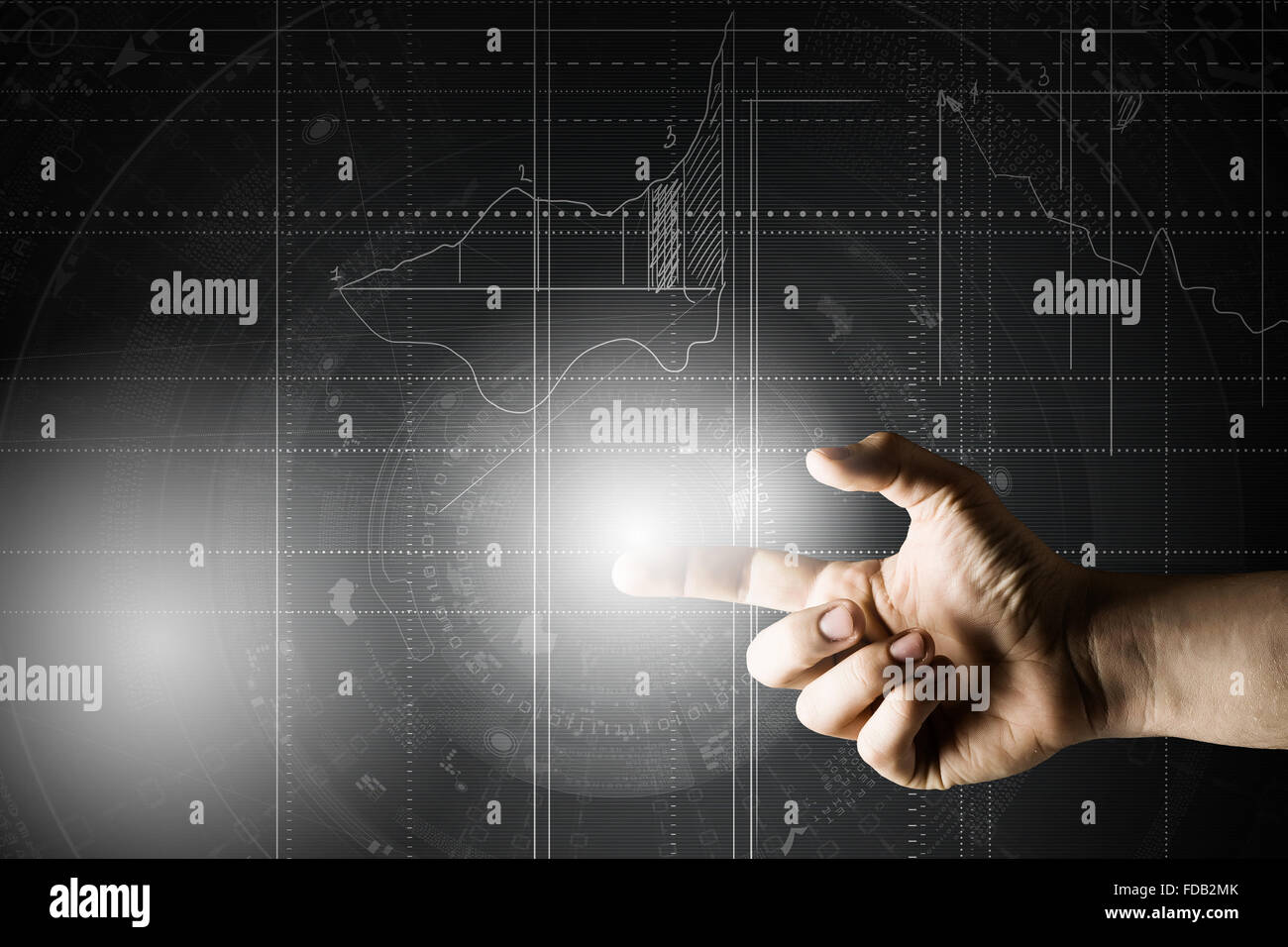 Businessman hand pushing icon on touch screen interface Stock Photo - Alamy