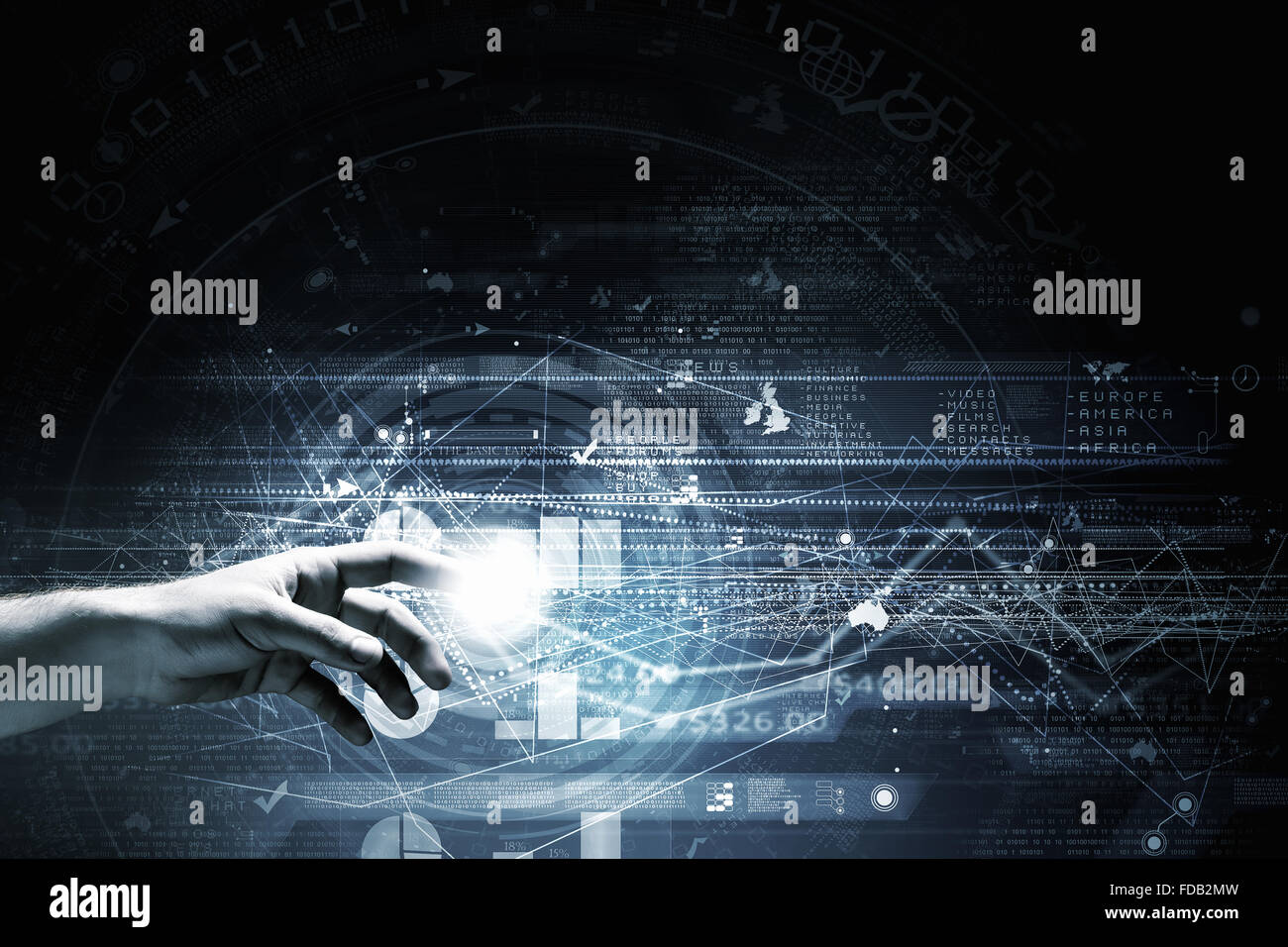 Businessman hand pushing icon on touch screen interface Stock Photo - Alamy
