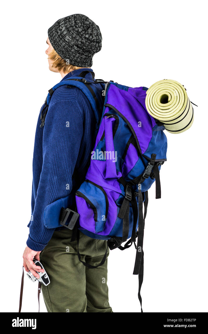 Side view of backpacker hipster Stock Photo - Alamy