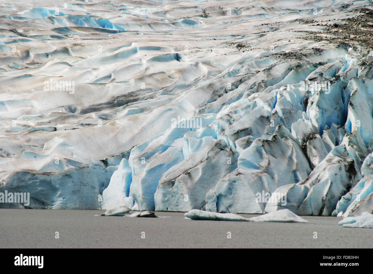 Mendenhall glacier of the Juneau Icefield up close, flowing into the ...