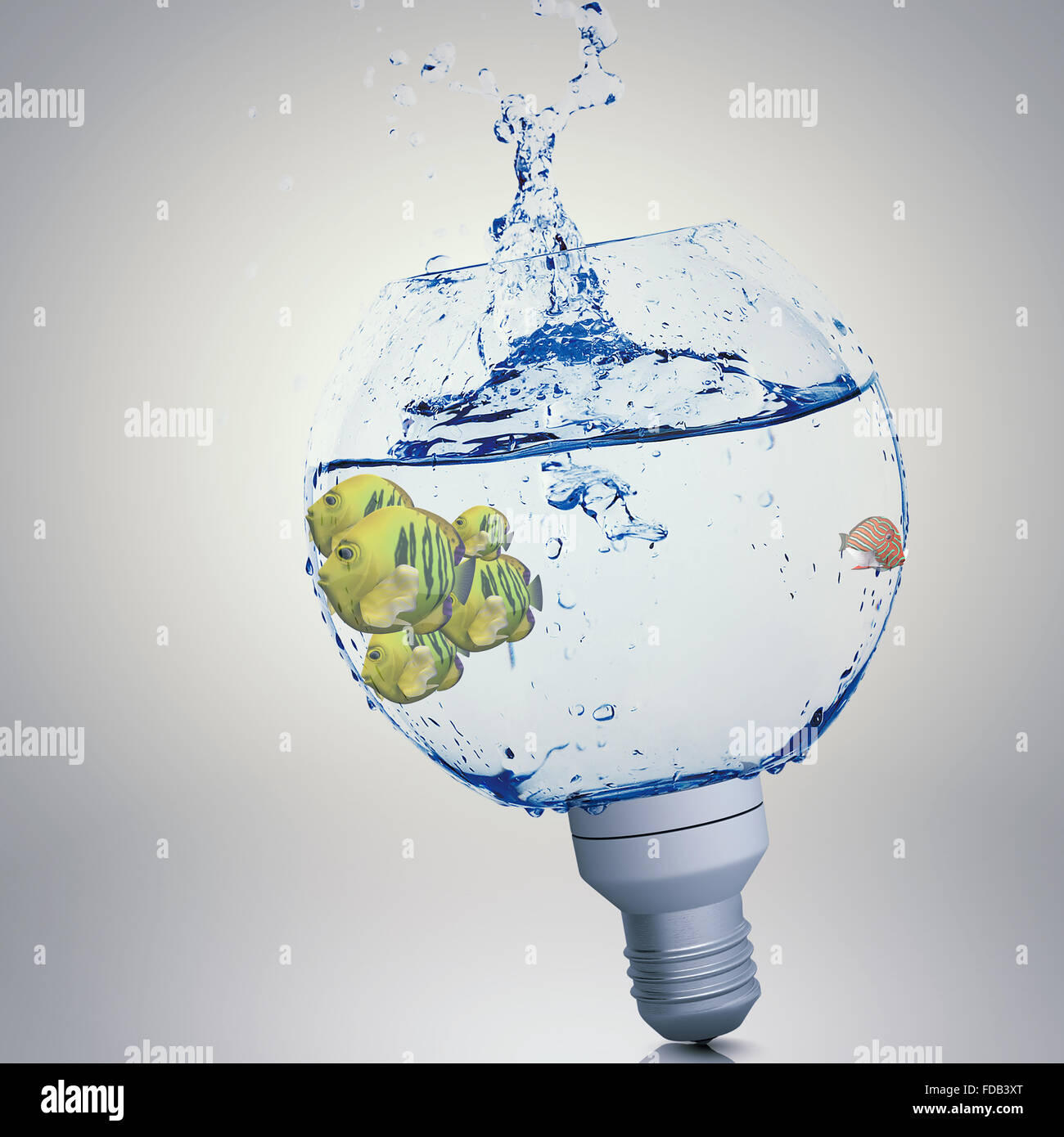Exotic fish in water inside electric light bulb Stock Photo - Alamy