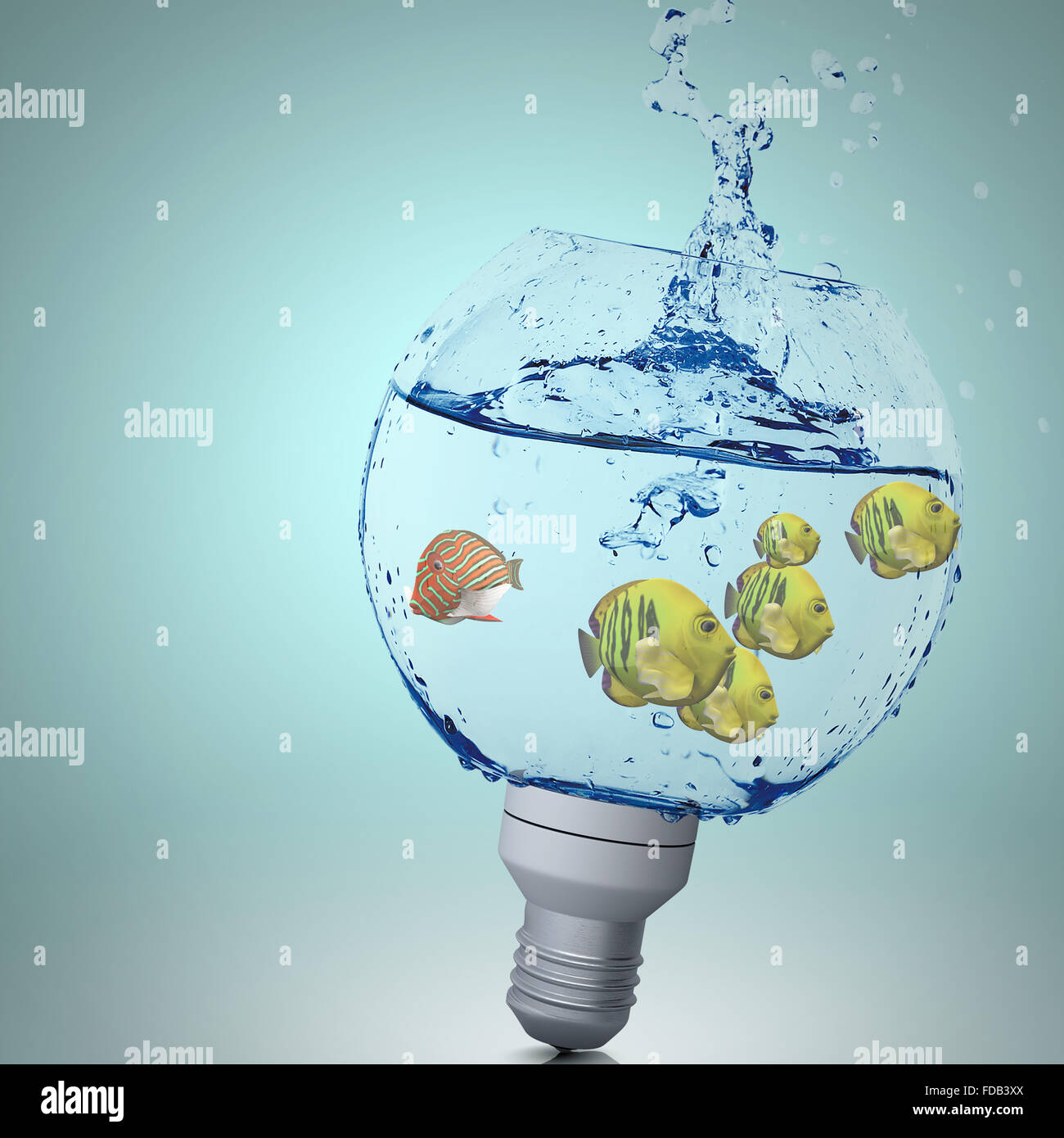 Exotic fish in water inside electric light bulb Stock Photo - Alamy