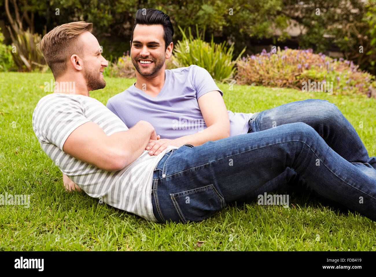 Happy Gay Couple Lying On Hi Res Stock Photography And Images Alamy