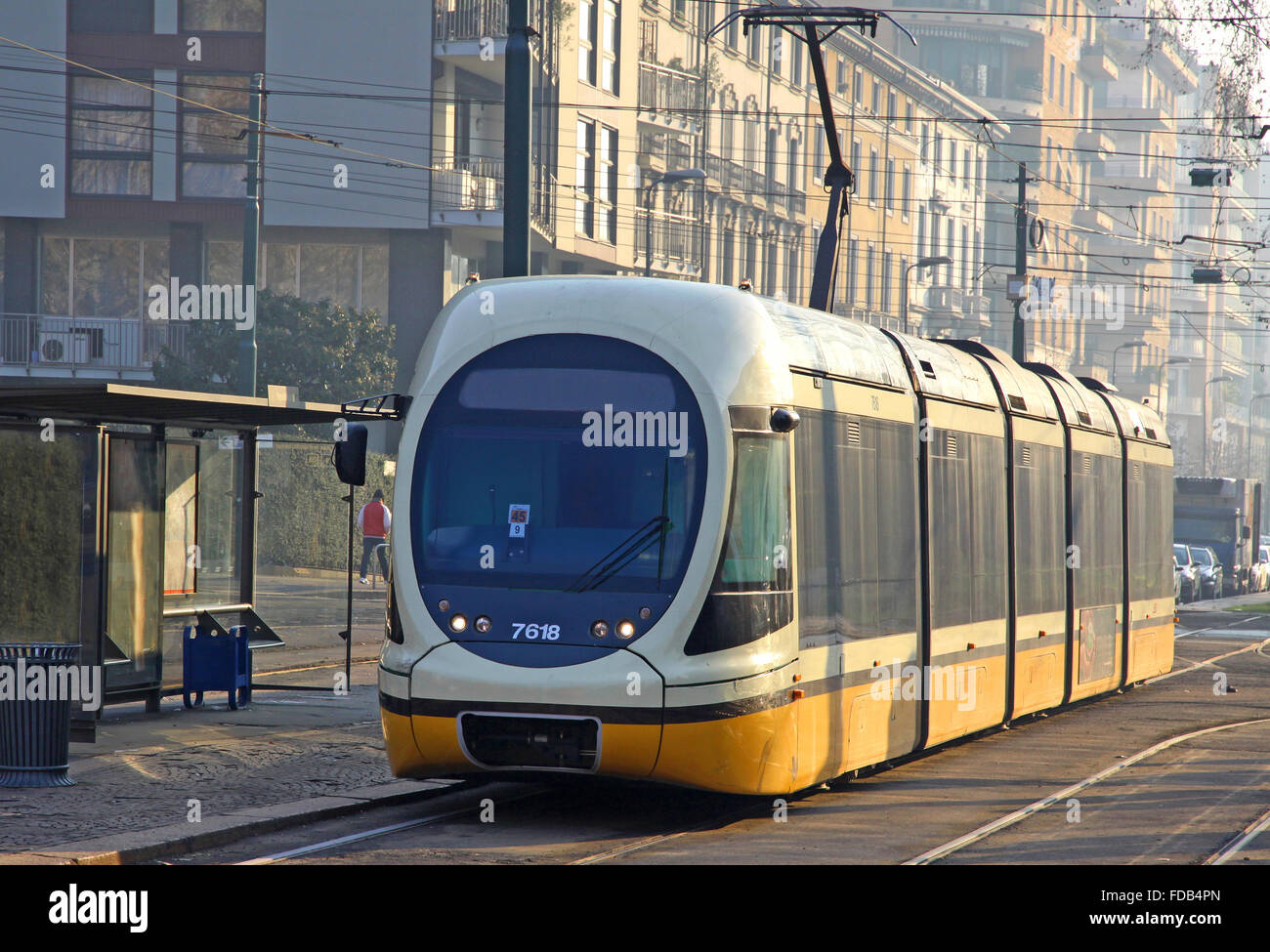 Modern tram in Milan, Italy Stock Photo - Alamy