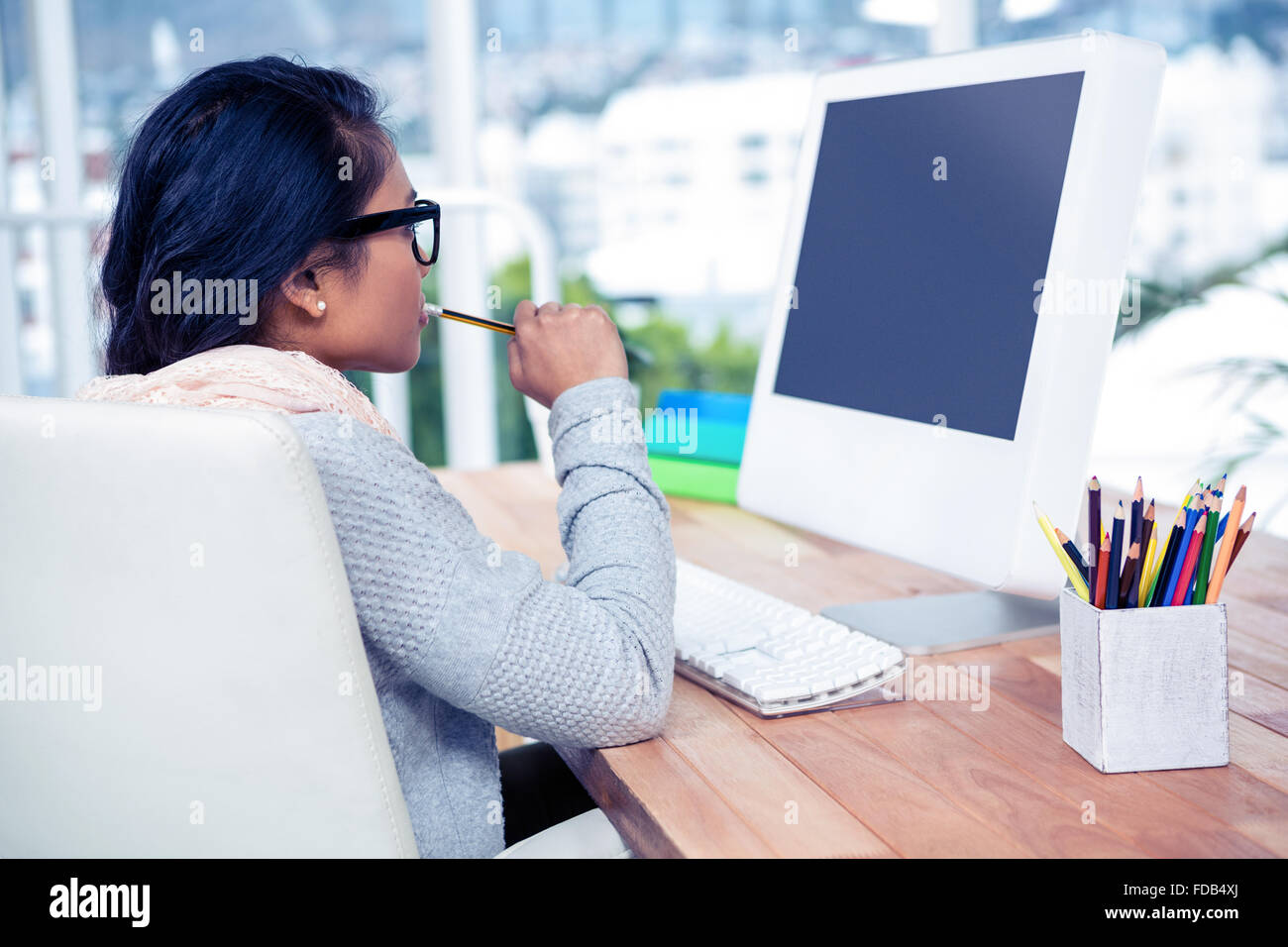 Asian businesswoman using computer Stock Photo - Alamy