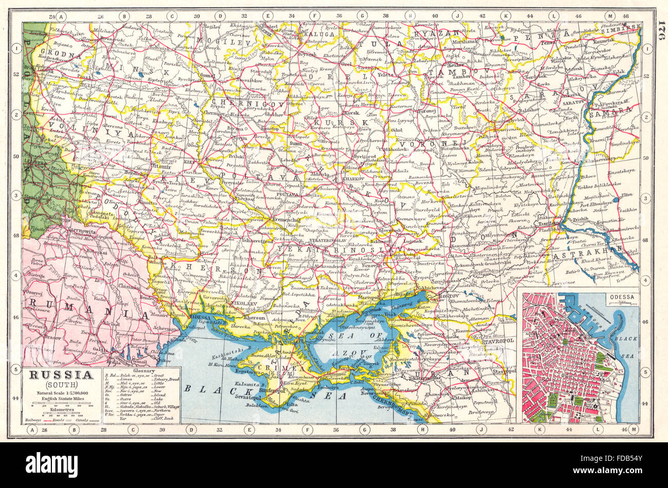 UKRAINE: Russia South; inset Odessa. HARMSWORTH, 1920 vintage map Stock ...
