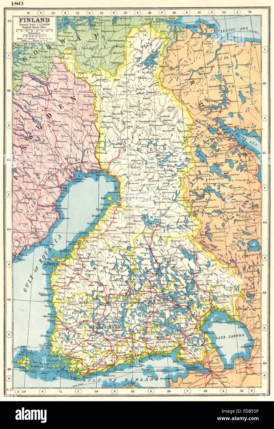FINLAND: Finland Suomi. HARMSWORTH, 1920 vintage map Stock Photo - Alamy