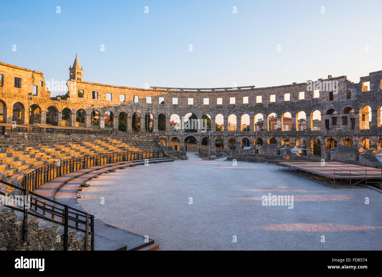 Inside of Ancient Roman Amphitheater in Pula, Croatia, Famous Travel ...