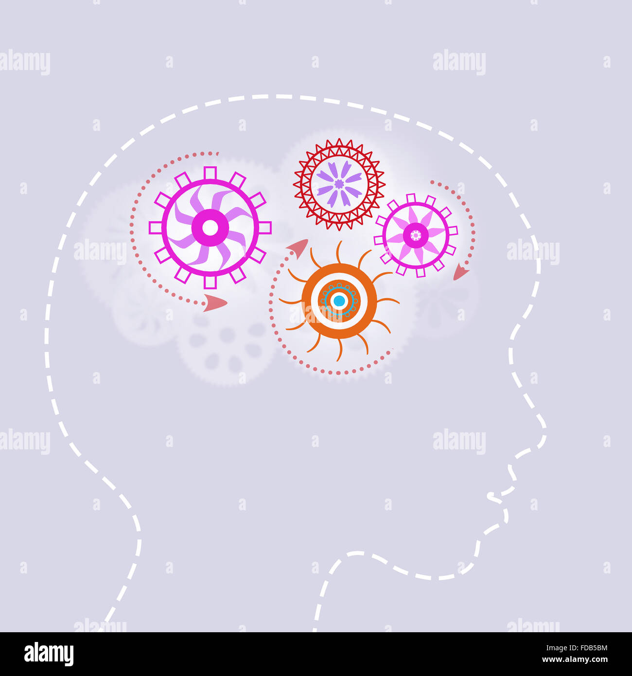 Silhouette of male head with gears in brain Stock Photo - Alamy