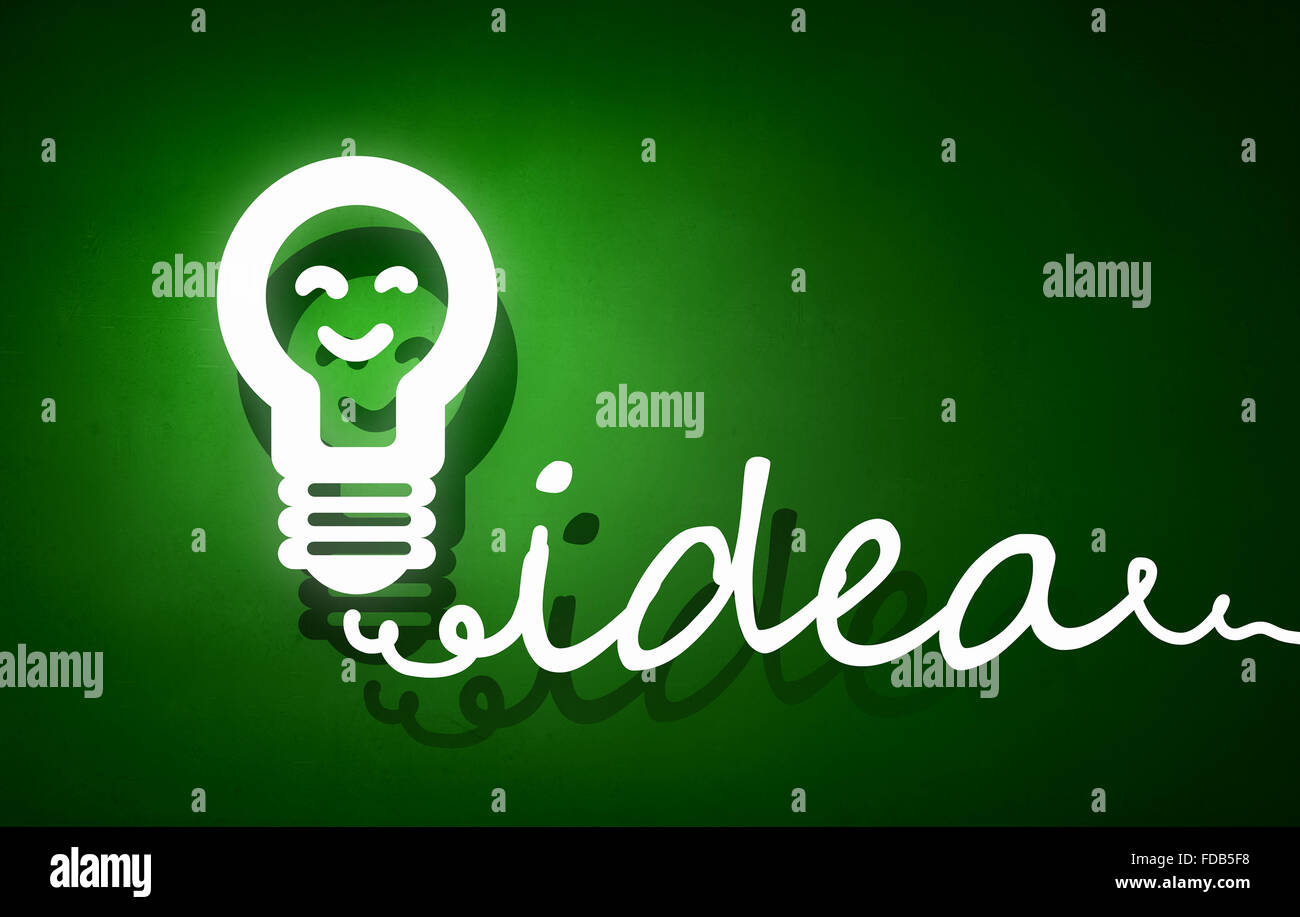 Abstract image with drawn light bulb on green background Stock Photo ...