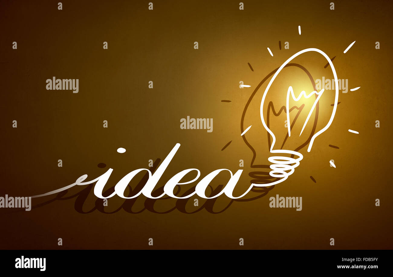 Abstract image with drawn light bulb on yellow background Stock Photo ...