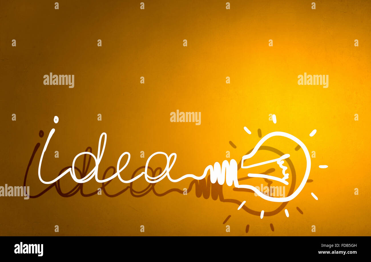 Abstract image with drawn light bulb on yellow background Stock Photo ...
