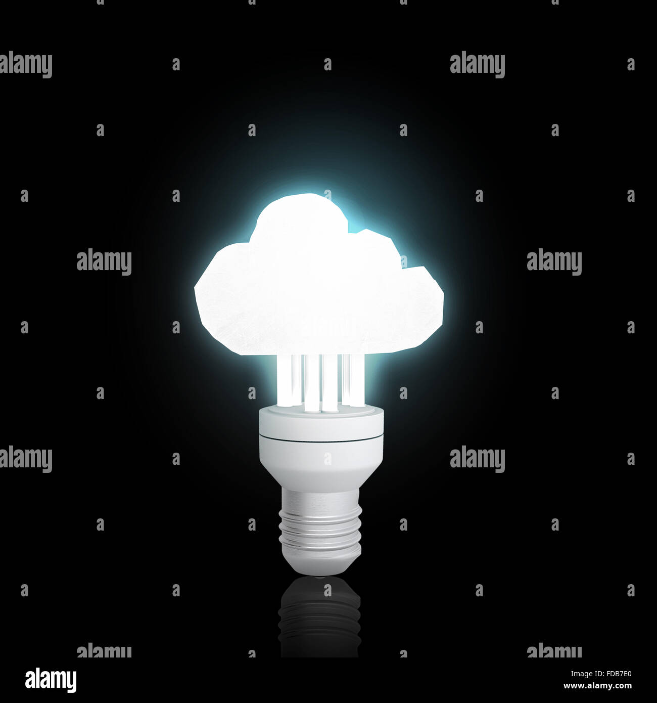 Cloud light bulb glowing icon on dark background Stock Photo - Alamy