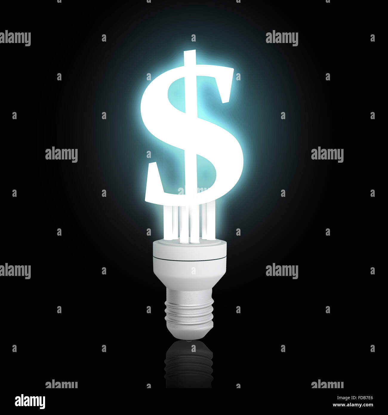 Glowing light bulb with dollar sign on dark background Stock Photo - Alamy