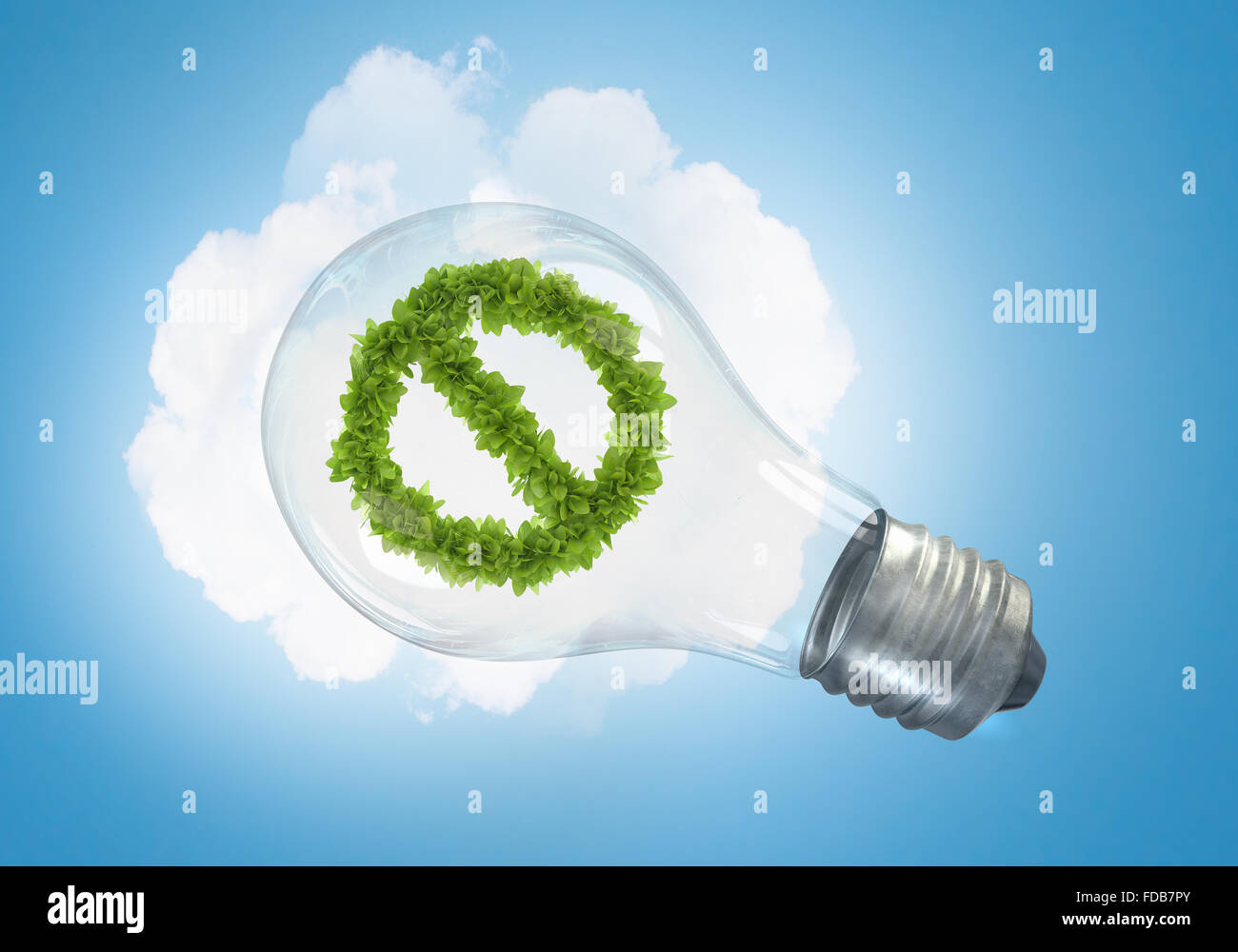Conceptual image of green stop sign in glass bulb Stock Photo - Alamy