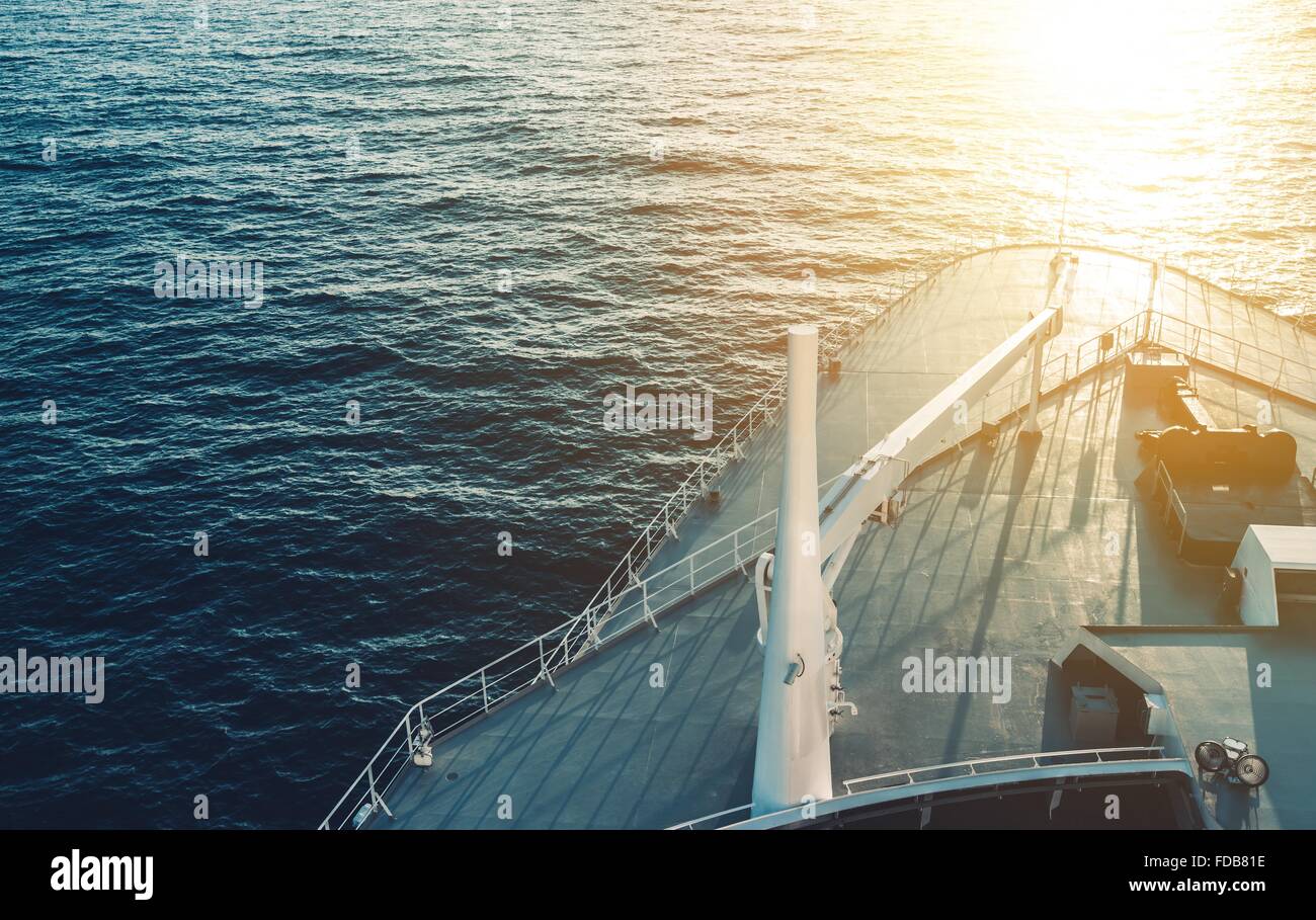 Port Bow Forward Cruise Ship on the Ocean Crossing During Sunset ...