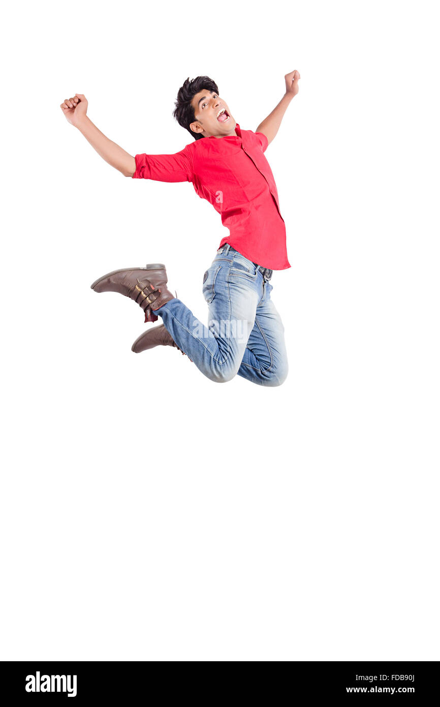 1 Teenager Boy College Student Jumping Celebrations Stock Photo - Alamy
