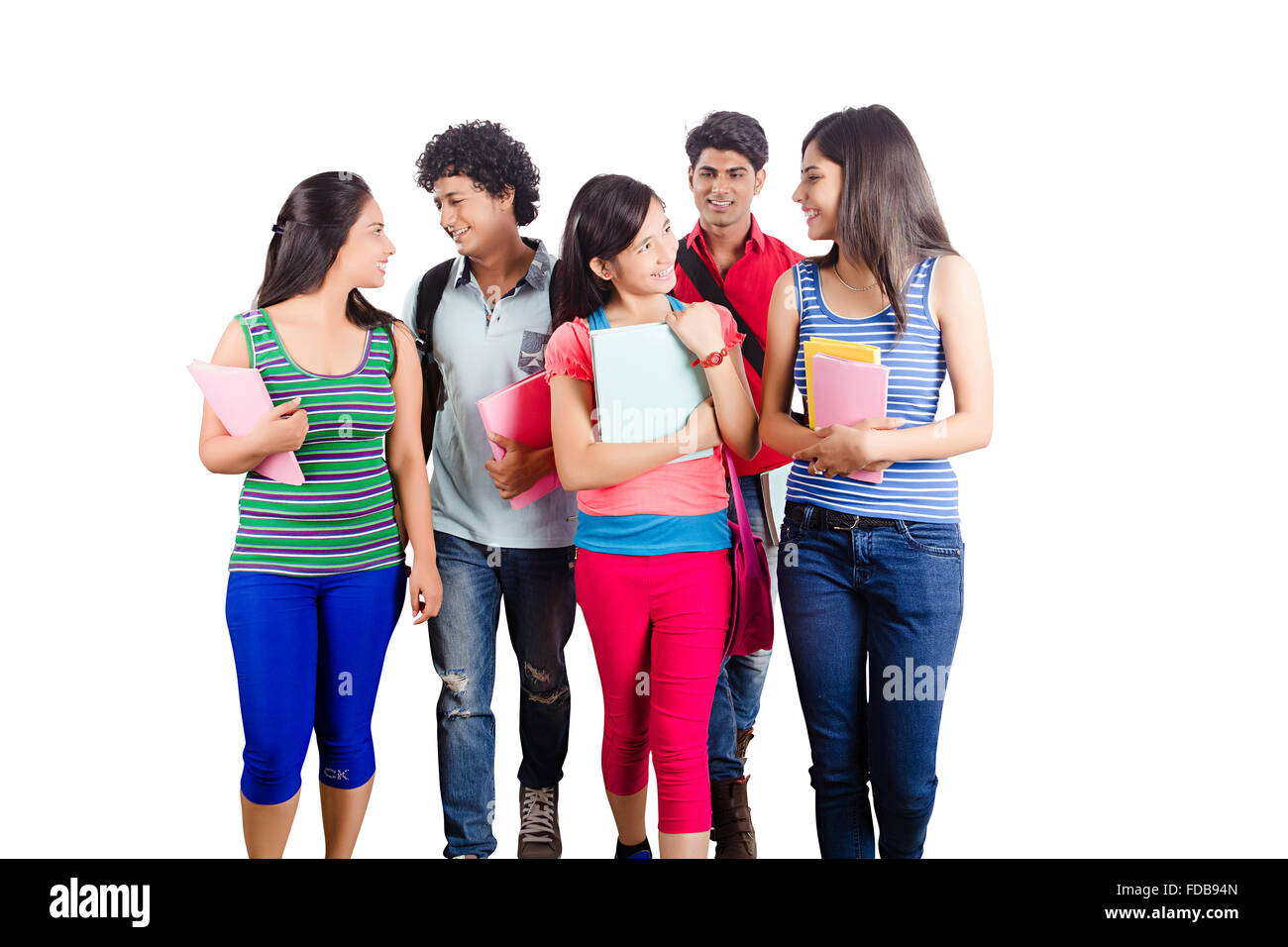 Teenager group Friends College Student Walking Gossip Stock Photo - Alamy